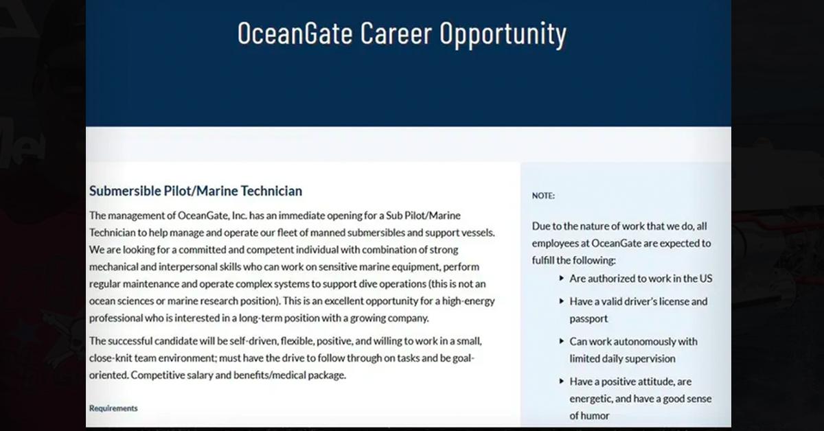 OceanGate Slammed for Controversial Job Posting Amid Titan Search