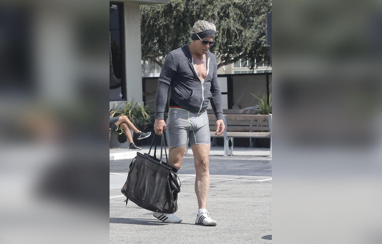 Mickey Rourke Flashes Bulge In Skin-Tight Grey Boxers – At 64