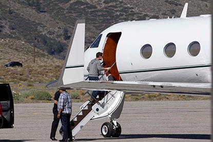 Tom Cruise And Son Connor Board Tom's Private Jet At Mammoth
