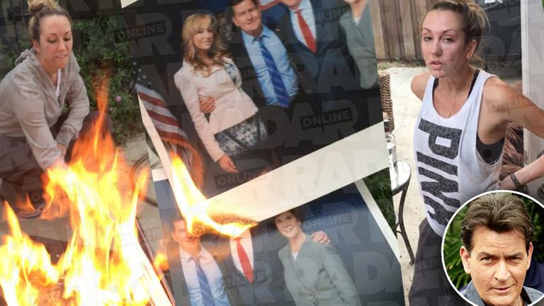'Burn!' Charlie Sheen's Ex Torches Photos & Other Mementos To Exorcise ...