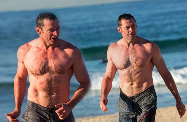 Hunk In Trunks! Shirtless Hugh Jackman Shows Off Six Pack Abs