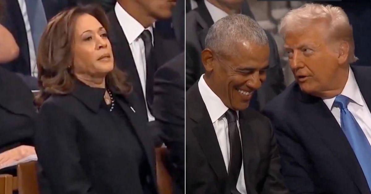 Kamala Harris Mocked For 'Salty' Reaction to Trump and Obama Laughing