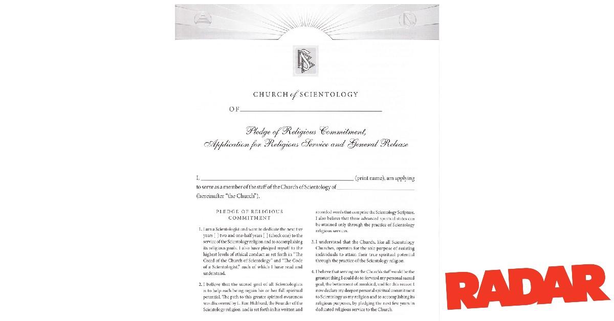 Read Secret Pledge Scientologists are Forced to Sign to Work Inside the ...