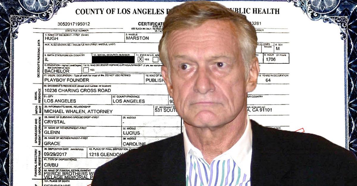 Hugh Hefner Died Of Cardiac Arrest & E.coli Per Death Certificate