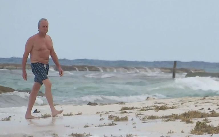 Michael Douglas Goes Shirtless On The Beach For Sad Swim