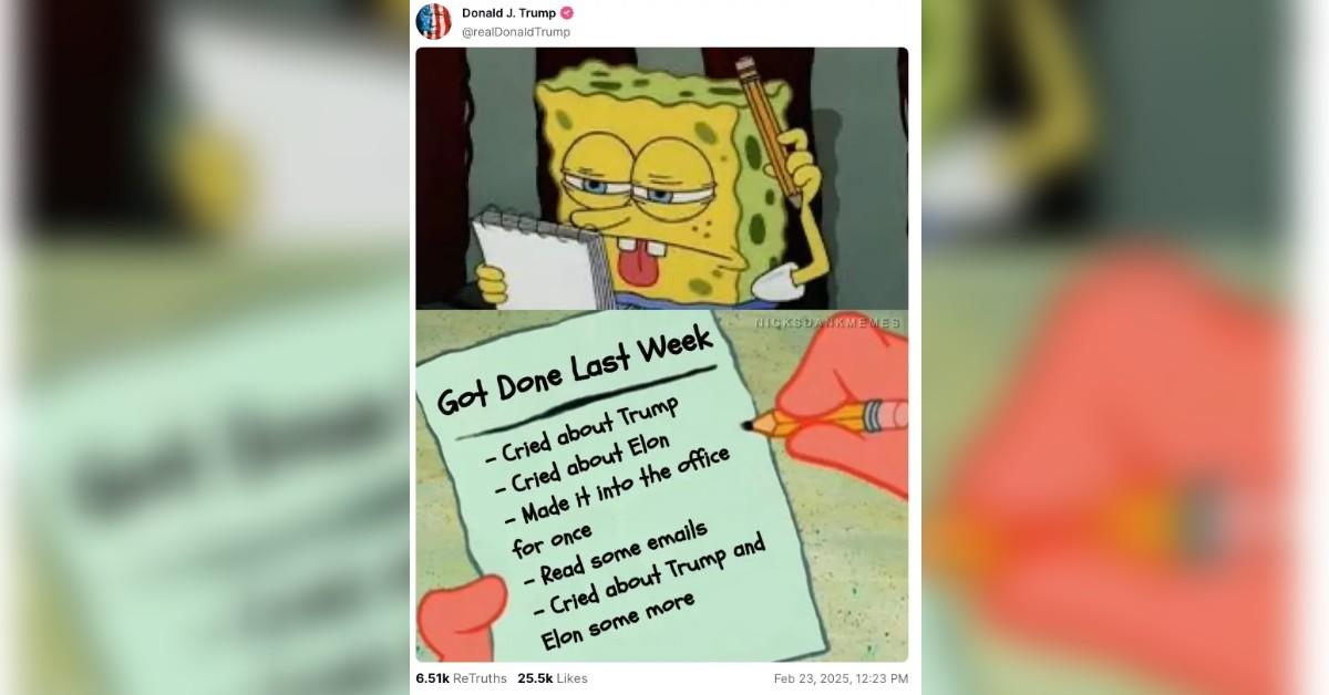 Trump Uses Spongebob Squarepants Meme to Mock Federal Employees