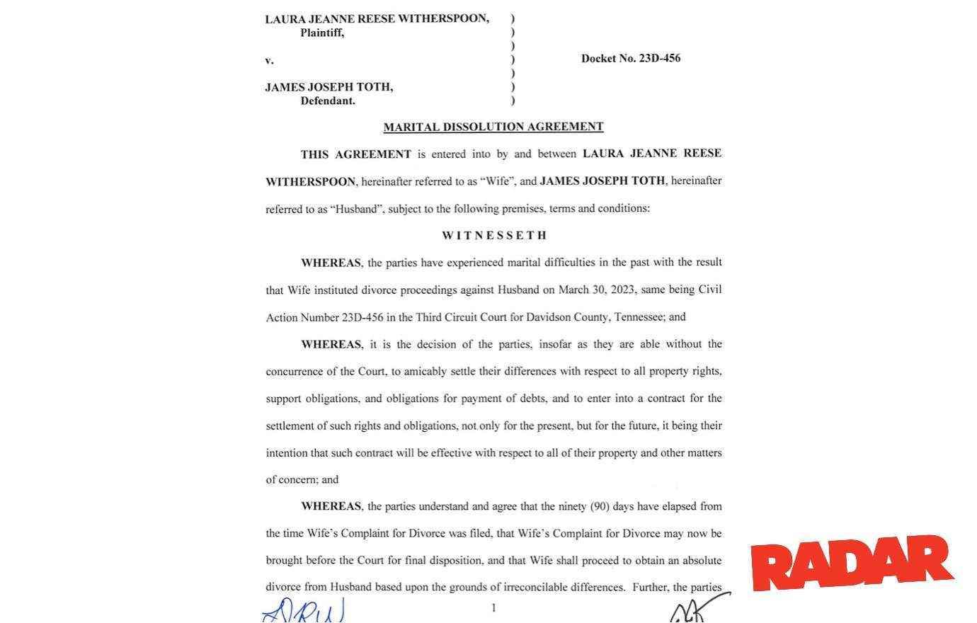 Reese Witherspoon Will Not Pay Ex-husband Jim Toth Monthly Alimony ...