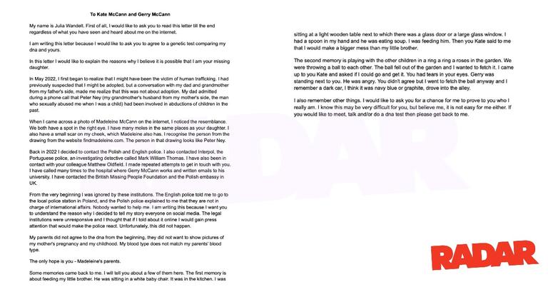Read Shock Note Madeleine McCann Stalker Gave To Her Family.