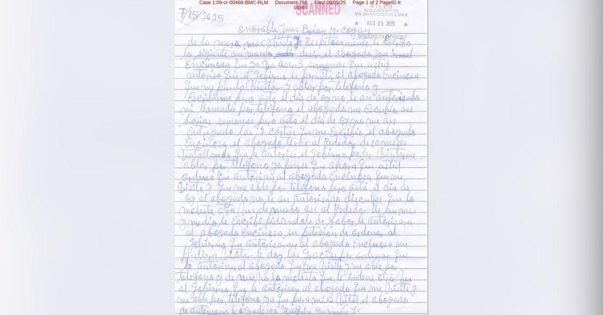 El Chapo Sends Handwritten Note to Judge With Desperate Plea