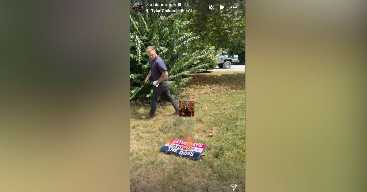 Zach Bryan Burns Barstool Flag Prompting Ex to Hint at Restraining Order