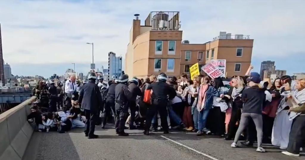 WATCH: NYPD Cop Pepper-Sprays Himself During Clash With Pro-Palestine ...