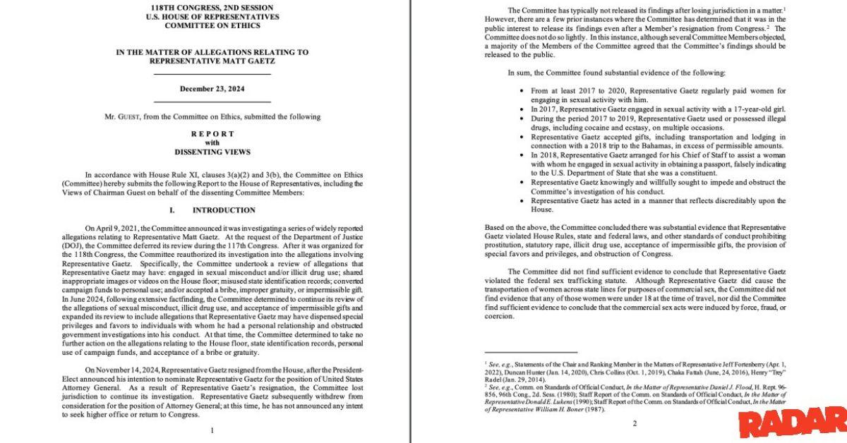 Read the Entire Matt Gaetz House Ethics Report