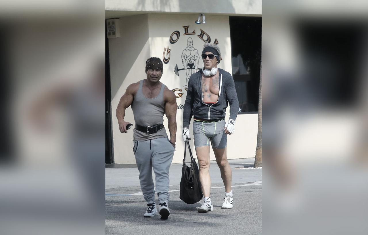 Mickey Rourke Flashes Bulge In Skin-Tight Grey Boxers – At 64