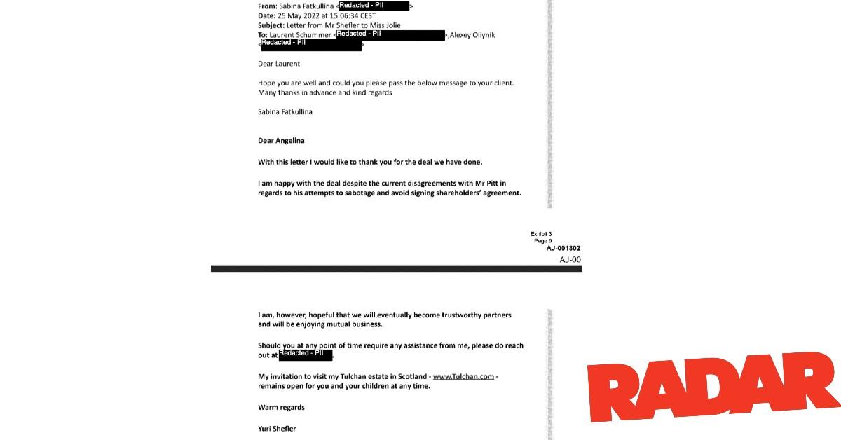 Brad Pitt Using Russian Oligarch’s Email to Angelina Jolie as Evidence ...