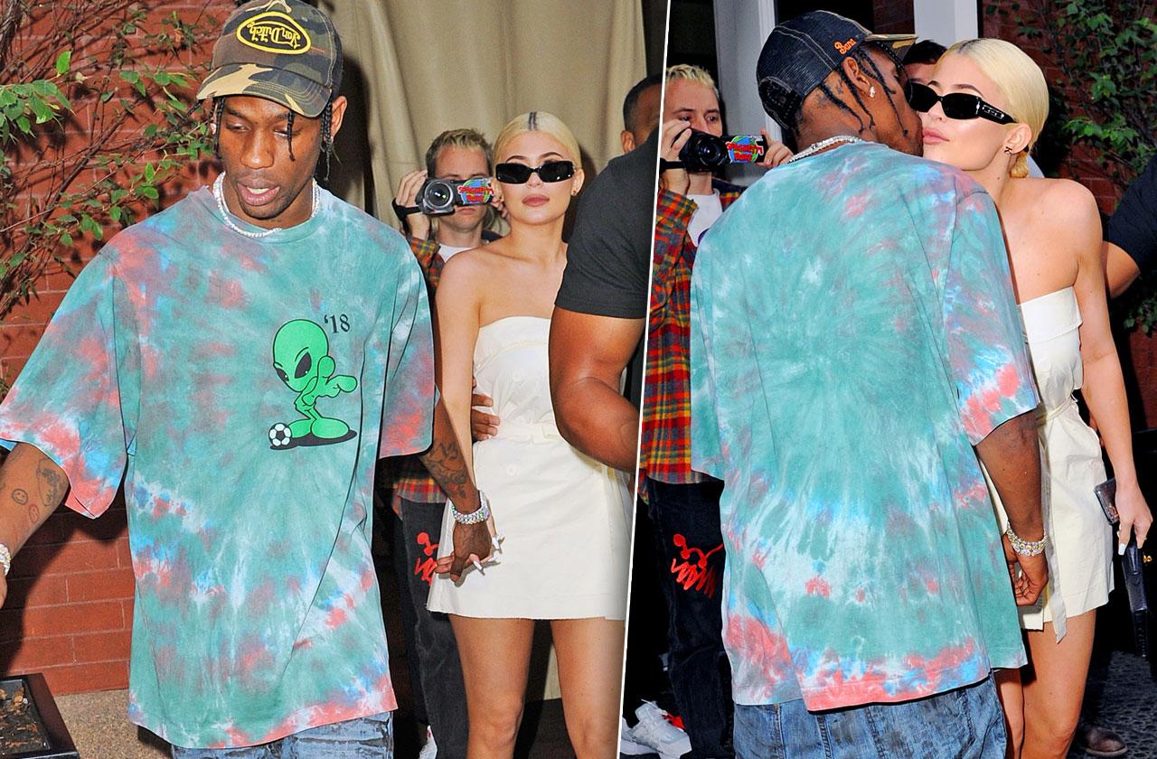 Kylie Jenner & Travis Scott Kiss After Spending Night In Separate Hotels