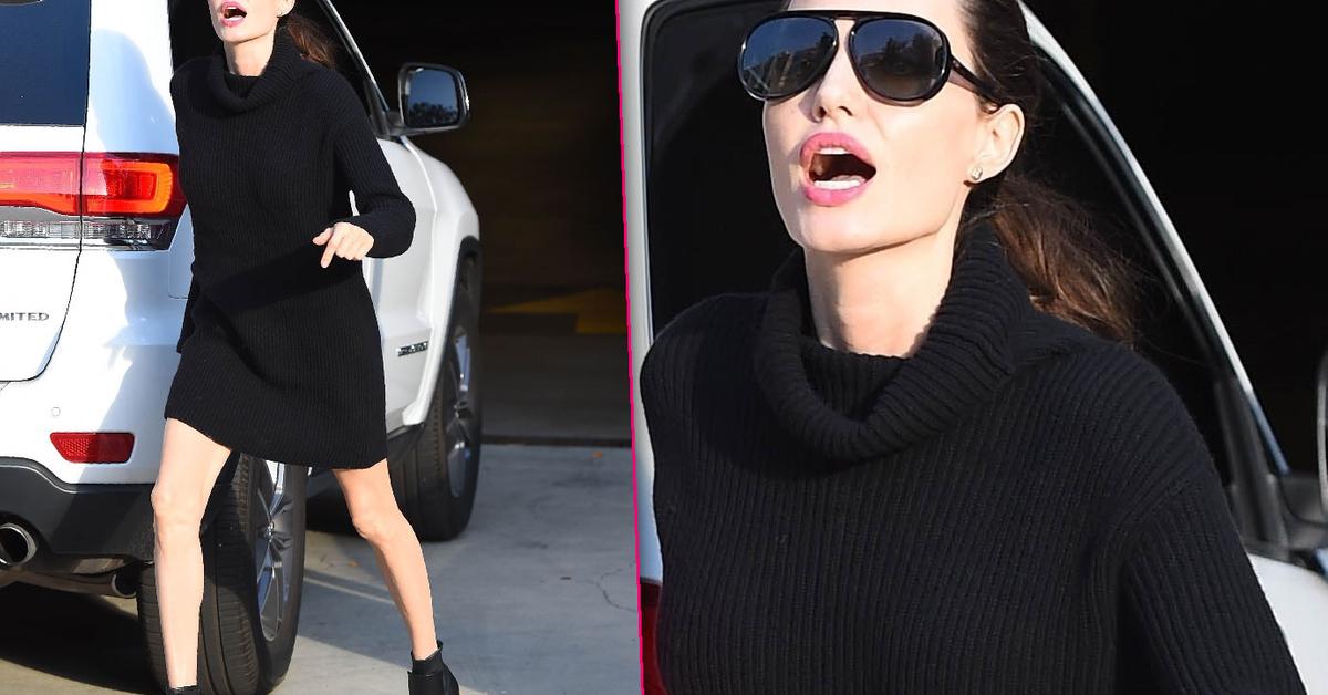Angelina Jolie Looks Super Skinny In Black Mini Dress