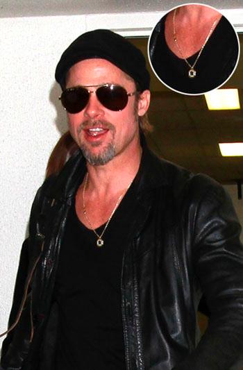 PHOTOS: Brad Pitt Wears New Diamond Pendant Designed By Angelina