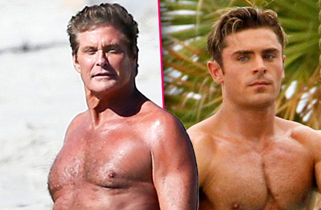 Hunk Vs. The Hoff! David Feuding With Zac Efron On Set Of ‘Baywatch’ Remake