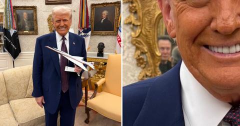 Elon Musk Caught in 'Creepy' Photobomb in Trump's Latest Promo Pic