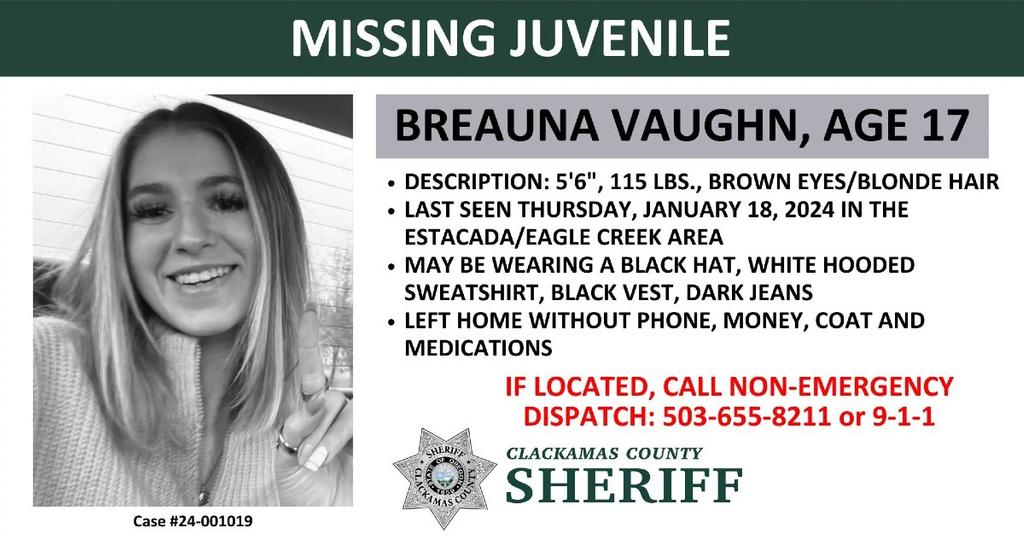 Frantic Search Unfolds for Missing Oregon Teen Breauna Vaughn