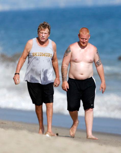 Ryan Oneal And His Son Redmond Walk The Beach Together