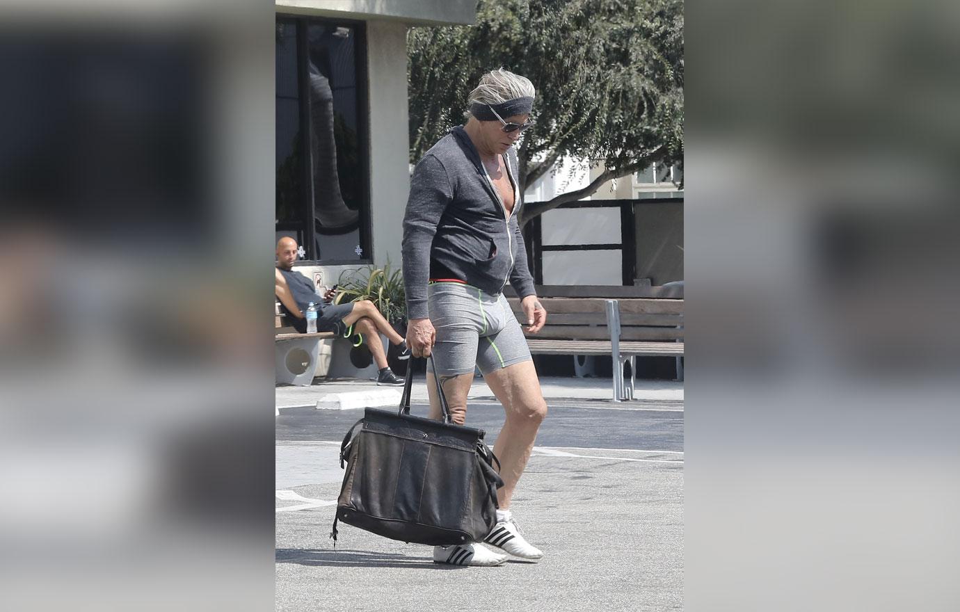 Mickey Rourke Flashes Bulge In Skin-Tight Grey Boxers – At 64