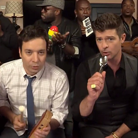 You Know You Want It! Robin Thicke Performs 'Blurred Lines' On Classroom Instruments With Jimmy ...
