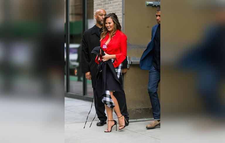 Chrissy Teigen Has Wardrobe Malfunction Nip Slip