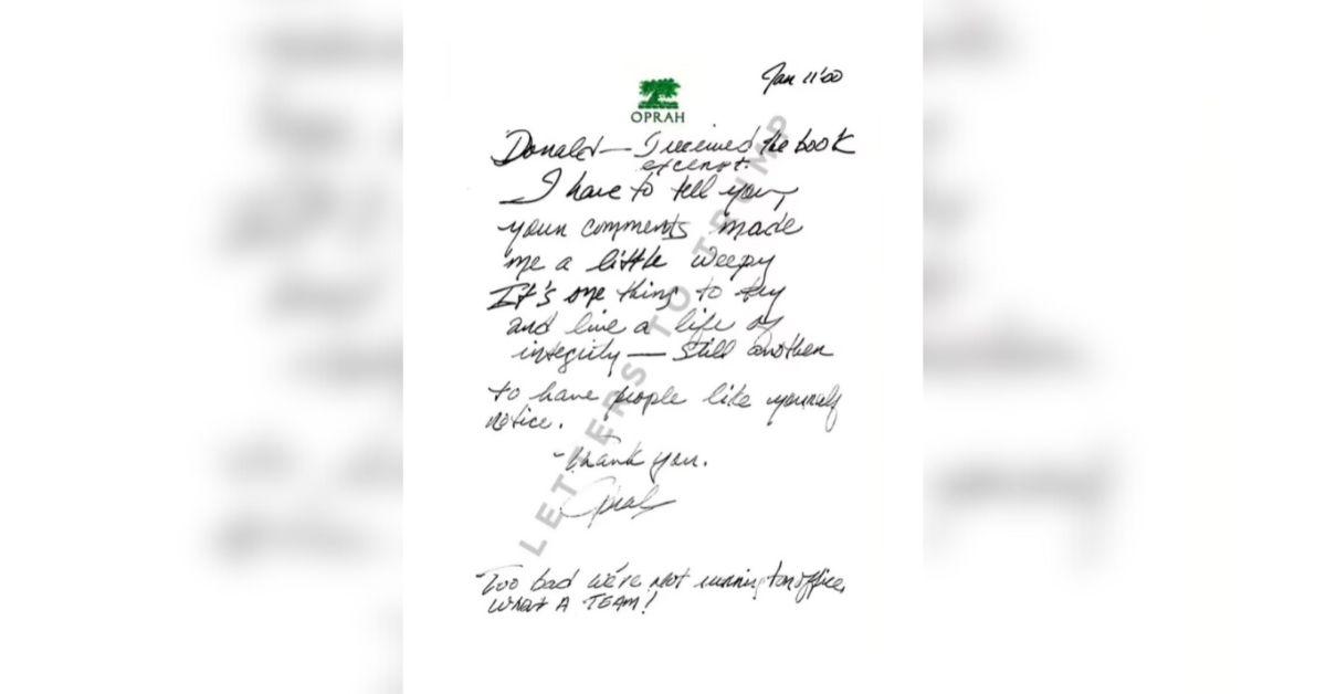 Oprah's Long-Lost Letter to Trump Revealed After She Endorses Harris at DNC