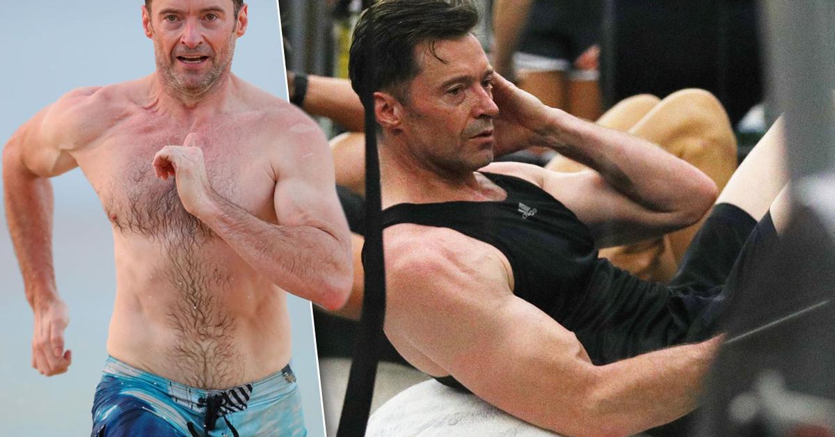 Hugh Jackman Works Out On Australian Beach With Fitness Friend