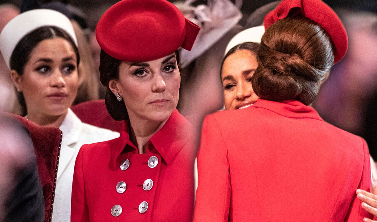 Meghan Markle & Kate Middleton Kiss & Hug Amid Feud