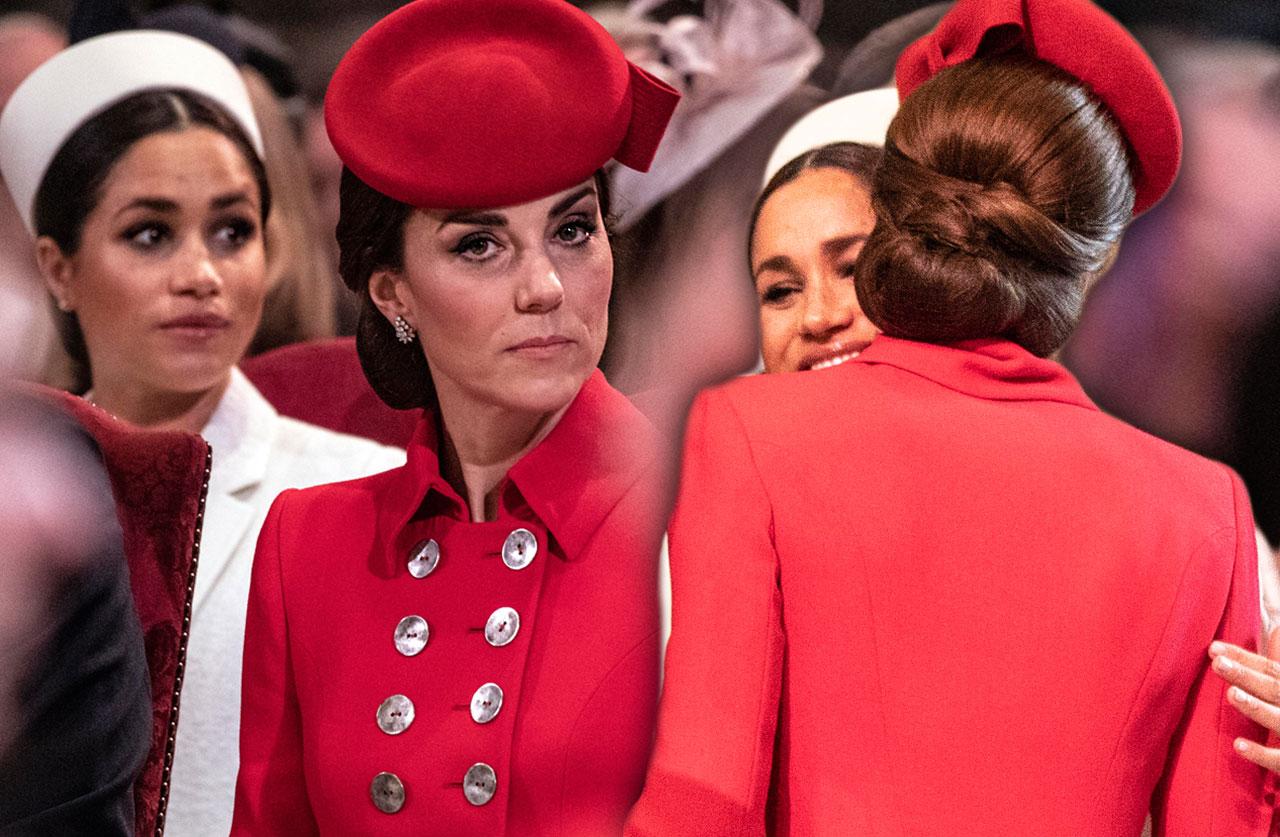 Meghan Markle & Kate Middleton Kiss & Hug Amid Feud