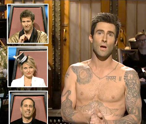 Shirtless Adam Levine Gets All-Star Help In Spoofing 'The Voice' On SNL