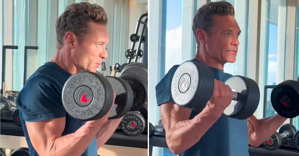 Ryan Seacrest Looks Unrecognizable Flaunting Biceps in Workout Video