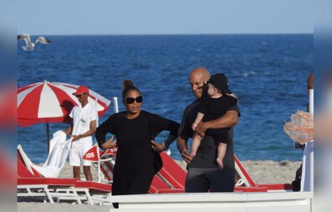 Janet Jackson Takes Son Eissa Al Mana To Beach