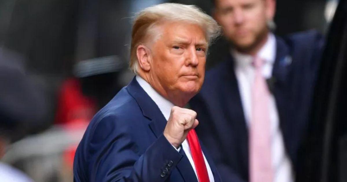 Donald Trump Gives Fist Pump As He Arrives To Testify