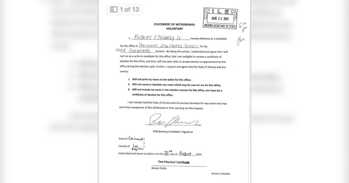 Robert F. Kennedy Jr. Has Dropped Out of the 2024 Presidential Race