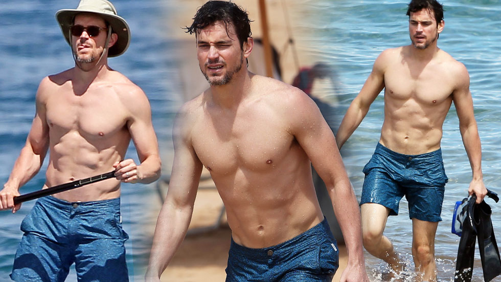 Shirtless Matt Bomer Works His Washboard Abs Paddle Boarding In Maui ...