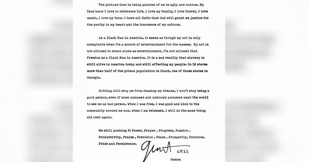 See Gunna's Letter To Fans Written From Jail