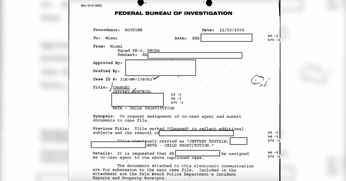 Jeffrey Epstein Whistleblower Slams FBI's Censored 'Public' Files