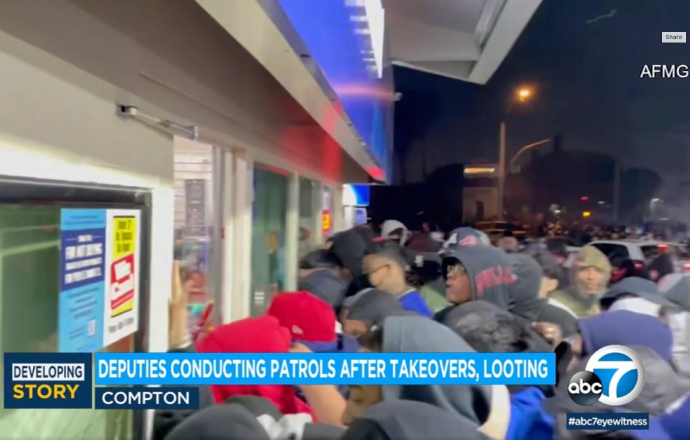 Caught On Camera: Mob Of Looters Wreaking Havoc At LA Gas Station