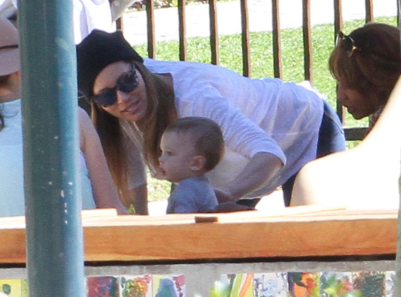 There He Is! Jessica Biel Plays With Son Silas Just Days Before Baby's ...