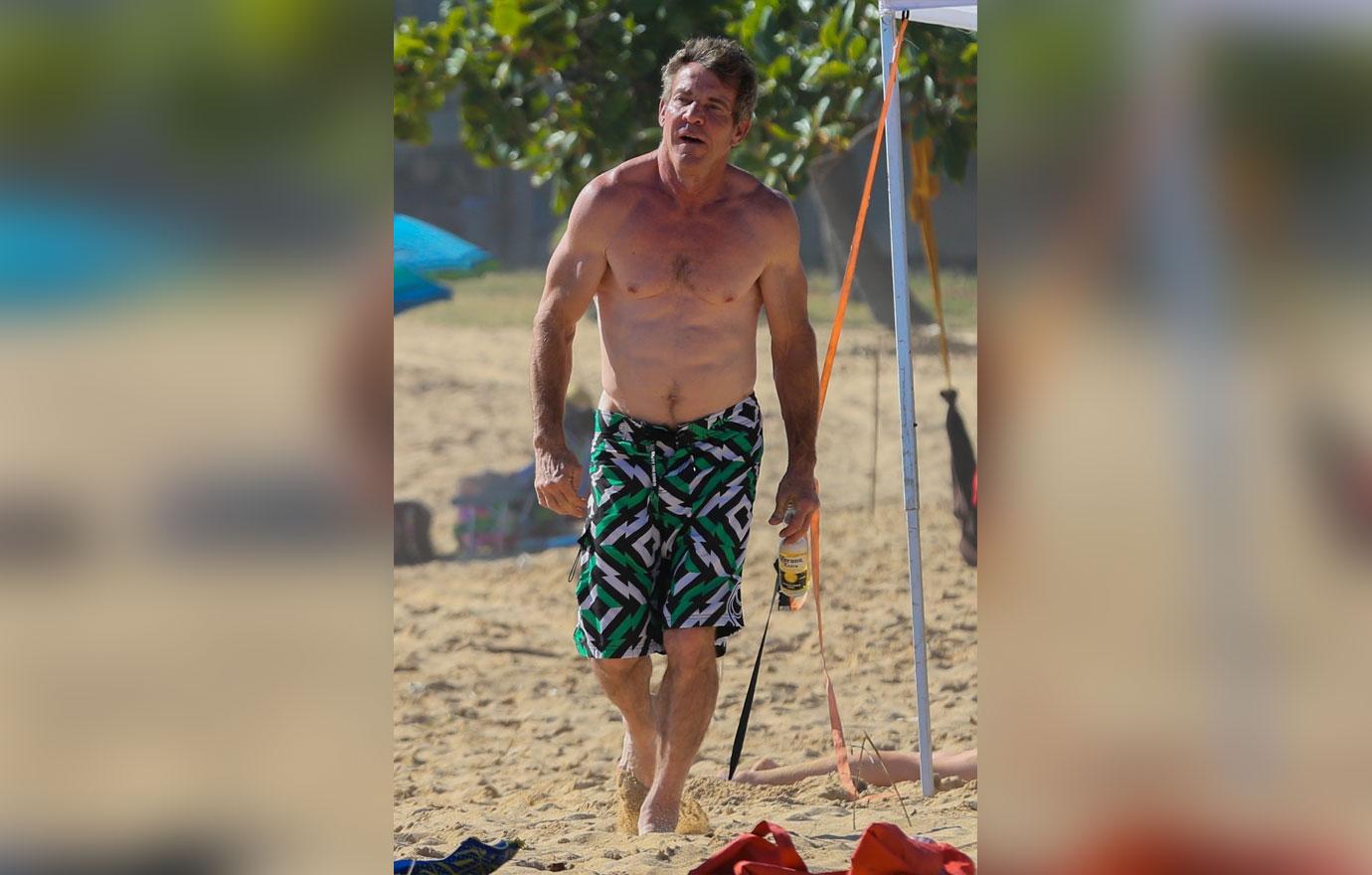 Shirtless Denis Quaid Shows Abs With Bikini-Clad Girlfriend