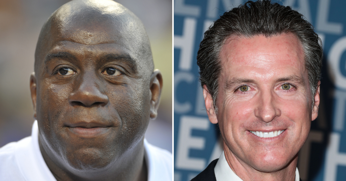 Magic Johnson & Governor Newsom Spotted Without Masks At Rams Game Magic Johnson & Governor Newsom Spotted Without Masks At Rams Game