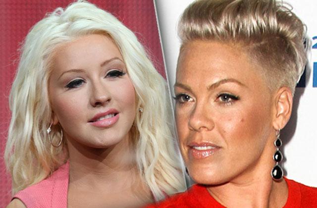 Pink VS. Xtina! Epic Feud Explodes On 'The Voice' Set