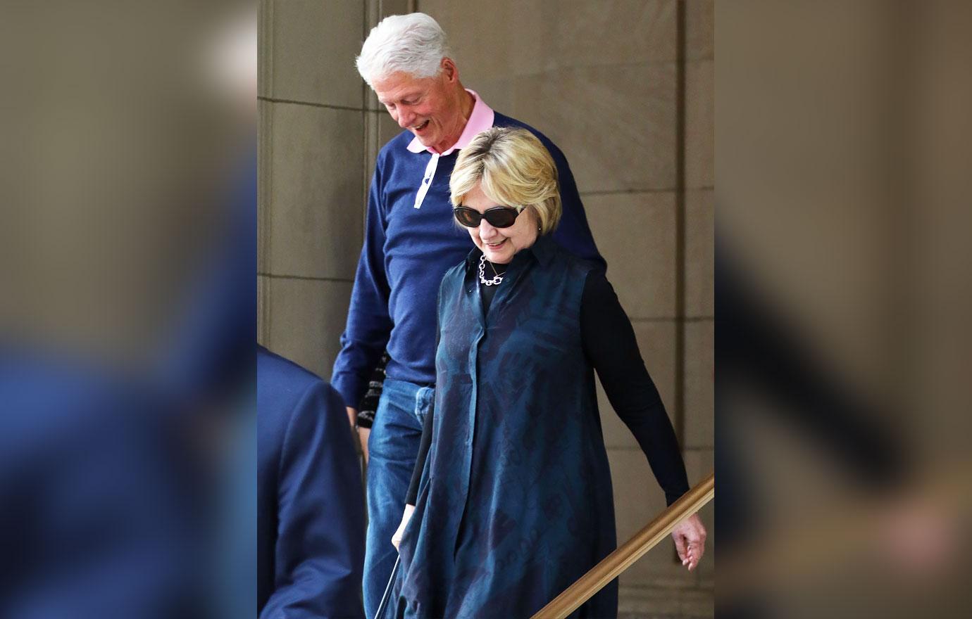 Hillary Clinton Looks Tense On Beach Stroll With Bill As Monica ...