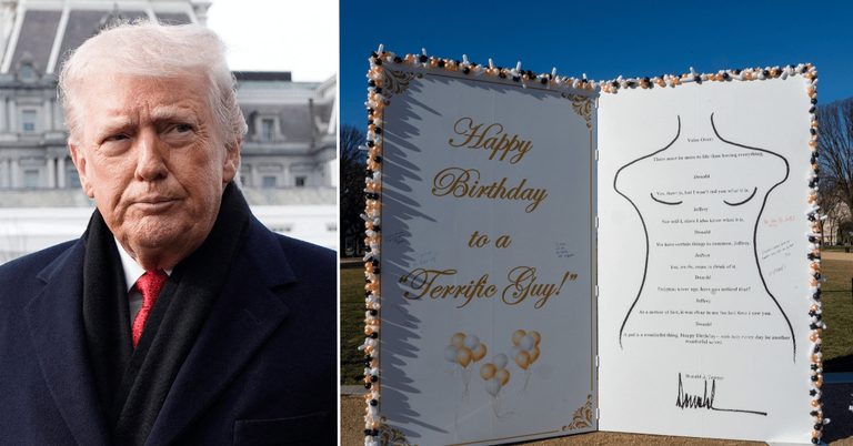 Trump Mocked by 10-Foot Replica of Epstein Birthday Card in D.C.