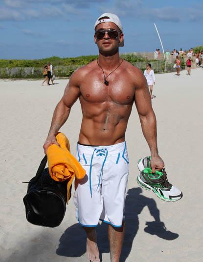 The 'Jersey Shore' boys show some skin on the beach in Miami