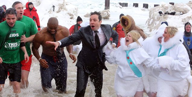'Swimmy' Fallon Takes The Plunge In Icy Chicago Waters