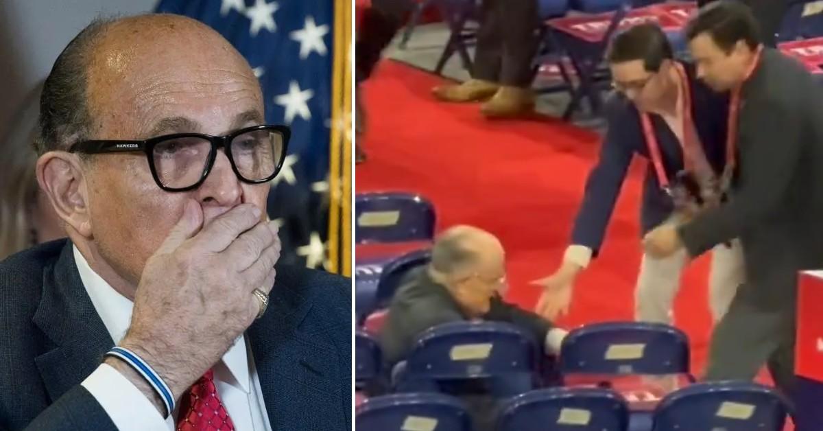 Disgraced Ex-Trump Lawyer Rudy Giuliani Falls Out Of Seat At RNC